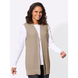 Strickweste Casual Looks, Damen, Gr. 52, beige, 50% Baumwolle, 50% Polyacryl, unifarben, Westen Strickweste