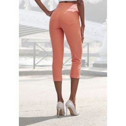 H.I.S. Caprihose H.I.S, Damen, Gr. 36/38, N-Gr, orange (pfirsich), Obermaterial: 70% Baumwolle, 25% Polyester, 5% Elasthan, unifarben, Basic, Hosen Caprihose, im Schlupfhosen Style