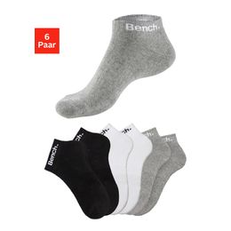 Sportsocken Bench., Damen, Gr. 43-46, schwarz-wei&szlig; (2x schwarz, 2x grau, meliert, 2x wei&szlig;), Baumwollmischung, unifarben, elastisch, Socken Sportsocken, Tennis Kurzsocken mit Halbfu&szlig;frottee