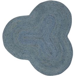 Teppich CarpetFine "Alia Juteteppich", blau (hellblau), B:150cm H:10mm L:150cm, Jute, Teppiche, Teppich, handgewebt aus Jute, Naturteppich, Sonderform blau, Boho Style, uni