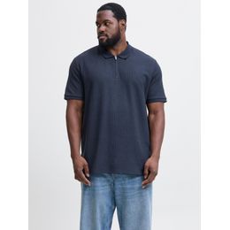 Jack & Jones PlusSize Poloshirt "JJEAUSTIN ZIP POLO SS NOOS PLS", Herren, Gr. 3XL, blau (navy blazer detail:classic), Jersey, Obermaterial: 58% Polyester, 40% Baumwolle, 2% Elasthan, JACK & JONES PLUSSIZE, unifarben, regular fit, Shirts Poloshirt