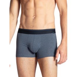 Boxer Calida "Cotton Stretch", Herren, Gr. S (46/48), blau (vintage indigo), Single Jersey, Obermaterial: 93% Baumwolle, 7% Elasthan, unifarben, normal, Unterhosen Boxer, Baumwoll-Mix, gestreift, Single Jersey, elastisch