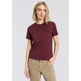T-Shirt Gant "REG TONAL SHIELD SS T-SHIRT", Damen, Gr. XL, grau (plum wine), Single Jersey, Obermaterial: 100% Baumwolle, regular fit, Rundhals, Shirts T-Shirt, Rundhals, Ton in Ton Stickerei