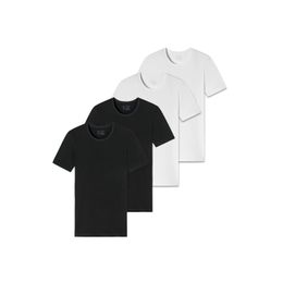 T-Shirt Schiesser "T-Shirt 2PACK T-shirt 4er Pack", Damen, Gr. L, schwarz (schwarz, wei&szlig;), Obermaterial: 95% Baumwolle CO. 5% Elasthan EL., Shirts T-Shirt