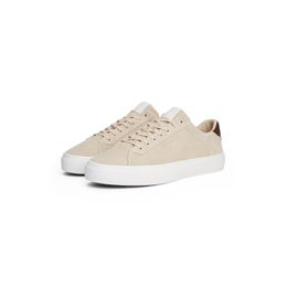 Sneaker Tommy Hilfiger "PREMIUM DRESS CUPSOLE SUEDE", Herren, Gr. 45, beige, Veloursleder, Schuhe Sneaker, Freizeitschuh, Halbschuh, Schn&uuml;rer mit seitlicher Logopr&auml;gung