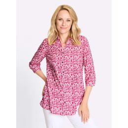 Longbluse Classic Basics, Damen, Gr. 54, hellros&eacute;, magenta, bedruckt, 100% Polyester, gemustert, mehrfarbig, Blusen Longbluse
