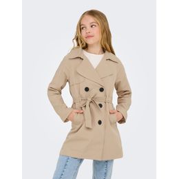 Trenchcoat KIDS Only "KOGCHLOE LIFE TRENCHCOAT DB OTW NOOS", M&auml;dchen, Gr. 122, tannin, Web, Obermaterial: 100% Polyester, gepflegt, unifarben, bequem ca. Mitte Oberschenkel, M&auml;ntel Trenchcoat, mit abnehmbarem Bindeg&uuml;rtel