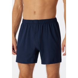 Weiter Boxer Schiesser "Cotton Casual", Herren, Gr. 6, blau (803, blau), Single Jersey, Obermaterial: 100% Baumwolle, weit, Unterhosen Weiter Boxer, mit Eingriff, gepunktet