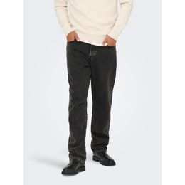 Only & Sons Regular-fit-Jeans ONLY & SONS "ONSEDGE STRAIGHT BOX TAI DNM MU OTL", Herren, Gr. 30, L&auml;nge 34, schwarz (washed schwarz), Denim/Jeans, Obermaterial: 100% Baumwolle, Abriebeffekte, regular fit, Jeans Regular-fit-Jeans