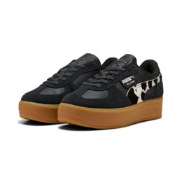 Sneaker Puma "PALERMO ELEVATA WILD INSTINCT WNS", Damen, Gr. 42,5, Puma schwarz, gum, Leder, unifarben, Schuhe Sneaker
