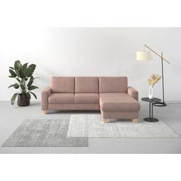 Ecksofa Home Affaire "Summer L-Form", rosa (altrosa), B:249cm H:91cm T:164cm, 95% Polyester, 5% Polyamid, Sofas, Ecksofa, mit Recamiere, mit oder ohne Bettfunktion und Bettkasten, Cord-Bezug