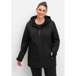 Softshelljacke sheego, Damen, Gr. 44, schwarz, 95% Polyester, 5% Elasthan, Innenseite:100% Polyester, Jacken Softshelljacke
