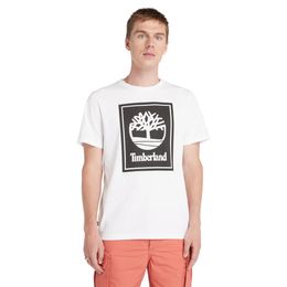 T-Shirt Timberland "STACK LOGO Short Sleeve Tee", Herren, Gr. 3XL, wei&szlig;, Jersey, Obermaterial: 100% Baumwolle, Rundhals, abgesteppt, Shirts T-Shirt