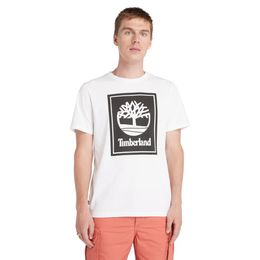 T-Shirt Timberland "STACK LOGO Short Sleeve Tee", Herren, Gr. XXL, wei&szlig;, Jersey, Obermaterial: 100% Baumwolle, Rundhals, abgesteppt, Shirts T-Shirt