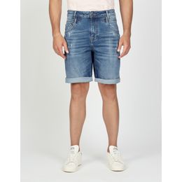Jeansshorts Gang "94MARCO", Herren, Gr. 32, N-Gr, rodeouse, Denim/Jeans, Obermaterial: 90% Baumwolle, 8% Polyester, 2% Elasthan, Destroyed-Effekte, relaxed fit kniefrei, Jeans Jeansshorts, mit Doppelbunddetail, Relaxed Fit