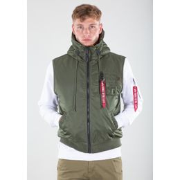 Blouson Alpha Industries "Hooded MA-1 Vest", Damen, Gr. S, gr&uuml;n (sage, gr&uuml;n), Obermaterial: 100% Nylon; Futter: 100% Nylon; F&uuml;llung: 100% Polyester, Jacken Blouson