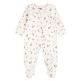 Strampler HUGGIES BABYWEAR "HUGB FOOTED COVERALL", Jungen, Gr. 4 (74), N-Gr, huggies eggnog, Jersey, Obermaterial: 100% Baumwolle, Rundhals, B&uuml;ndchen, Overalls Strampler, allover mit B&auml;rchen und Sternen bedruckt