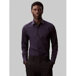 Businesshemd Calvin Klein "SLIM ESNTL POPLIN NOS STR SLD", Herren, Gr. 37, N-Gr, blau (night sky), Web, Obermaterial: 97% Baumwolle, 3% Elasthan, unifarben, slim fit h&uuml;ftlang, Rundhals, eingesetzt 1-Knopf-Manschette, Hemden Businesshemd, Mit Monogramm-Stickerei