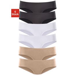Hipster Vivance ACTIVE, Damen, Gr. 40/42, beige (beige, schwarz, wei&szlig;), Microfaser, Obermaterial: 95% Polyamid, 5% Elasthan (LYCRA), unifarben, Unterhosen Hipster, aus weicher Microfaser