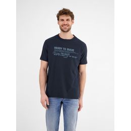 T-Shirt Lerros, Herren, Gr. S, blau (classic navy), Single Jersey, Obermaterial: 100% Baumwolle, bedruckt, regular fit taillenbedeckt, Rundhals, gerader Abschluss, Shirts T-Shirt, mit Schriftzug