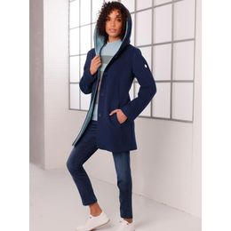 Langjacke CREATION L PREMIUM, Damen, Gr. 46, blau (marine, bleu), 50% Polyester, 50% Wolle, unifarben, Jacken Langjacke
