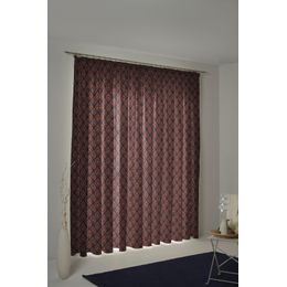 Vorhang Adam "Feathers" Gr. 4, bunt (orange, dunkelblau), B:145cm H:245cm, Jacquard, Baumwolle (Bio-Baumwolle), Gardinen, Vorhang, aus 100% Bio-Baumwolle