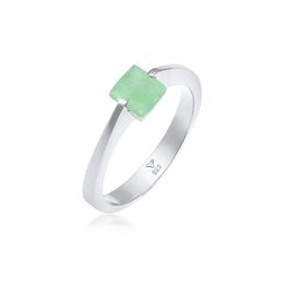 Silberring Elli Premium "Ring Jade Gr&uuml;n Dreieck klassik 925 Silber vergoldet" Gr. 56, silber, Fingerringe, Damen, 56, Silber 925 (Sterlingsilber), Silberring