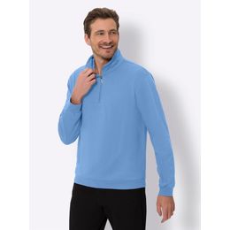 Langarmshirt CLASSIC "Sweatshirt", Herren, Gr. 56/58, blau (himmelblau), 50% Baumwolle, 50% Polyester, unifarben, Shirts Langarmshirt