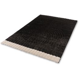 Sch&ouml;ner Wohnen Kollektion Hochflor-Teppich "Winsome 6318-244", schwarz, B:140cm H:25mm L:200cm, Kunstfaser, SCH&Ouml;NER WOHNEN-KOLLEKTION, Teppiche, Hochflor-Teppich, Langflor, Hoch Tief Struktur, Wohnzimmer, Sch&ouml;ner Wohnen Kollektion