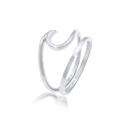 Ring-Set Elli "Ring Wellen Wave Bandring Basic Set (2 tlg) 925 Silber" Gr. 58, silber, Fingerringe, Damen, 58, ohne Stein, Silber 925 (Sterlingsilber), 7mm, Ring-Set