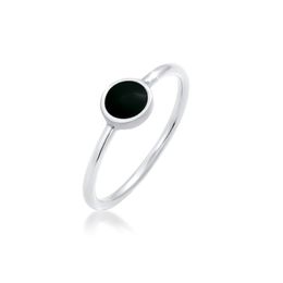 Silberring Elli "Ring Solit&auml;r Stapelring Emaille 925 Silber" Gr. 56, schwarz, Fingerringe, Damen, 56, Silber 925 (Sterlingsilber), Silberring