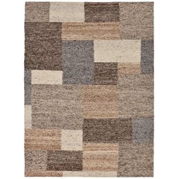 Wollteppich Theko "Ehrwald TK-156", beige, B:90cm H:12mm L:160cm, Schurwolle, Teppiche, Wollteppich, Wendeteppich, besonders flach, reine Wolle, handgewebt, warme Farben
