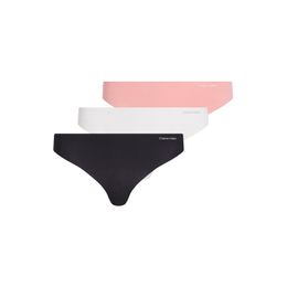 Tanga "THONG 3PK", Damen, Gr. XL (42), schwarz (schwarz, wind chime, luminous peach), Jersey, Obermaterial: 73% Polyamid, 27% Elasthan, Calvin Klein Underwear, k&ouml;rpernah, Unterhosen Tanga, mit Logo-Schriftzug