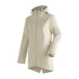 Outdoorjacke Maier Sports "Echaz Coat W", Damen, Gr. 52, braun (hellbraun), 100% Polyester, Jacken Outdoorjacke, lange Damen Wanderjacke mit Kapuze, wasserdichter Mantel