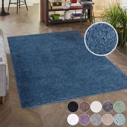 Hochflor-Teppich Carpet City "City Shaggy", blau, B:200cm H:30mm L:200cm, Polypropylen, Teppiche, Hochflor-Teppich, Auch als L&auml;ufer, Langflor, Uni, Shaggy, flauschig-weich