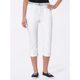 Caprijeans Classic Basics, Damen, Gr. 48, Normalgr&ouml;&szlig;en, wei&szlig;, 98% Baumwolle, 2% Elasthan, unifarben, 3/4-L&auml;nge, Jeans Caprijeans