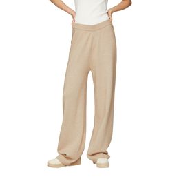Stoffhose QS, Damen, Gr. M, N-Gr, beige (creme beige), Obermaterial: 50% Viskose, 27% Polyester, 23% Polyamid, meliert, loose fit kn&ouml;chellang, Hosen Stoffhose, Sommerhose mit elastischem Bund