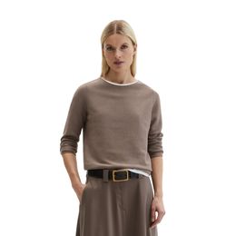 Marc O'Polo Strickpullover MARC O'POLO, Damen, Gr. L, chalky braun, Strick, Obermaterial: 100% Baumwolle, slim fit, U-Boot-Ausschnitt, Rollkante, Pullover Strickpullover, slim fit aus softem Organic Cotton, mit Rollkanten