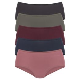 Taillenslip Vivance, Damen, Gr. 32/34, bunt (altrosa, navy, khaki, bordeaux, anthrazit), Single Jersey, Obermaterial: 95% Baumwolle, 5% Elasthan, unifarben, bequem, Unterhosen Taillenslip, aus elastischer Baumwoll-Qualit&auml;t