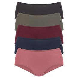 Taillenslip Vivance, Damen, Gr. 44/46, bunt (altrosa, navy, khaki, bordeaux, anthrazit), Single Jersey, Obermaterial: 95% Baumwolle, 5% Elasthan, unifarben, bequem, Unterhosen Taillenslip, aus elastischer Baumwoll-Qualit&auml;t