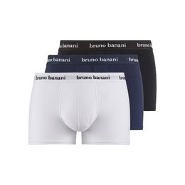 Boxer Bruno Banani "EASY LIFE", Jungen, Gr. XXL, blau (schwarz, marine, wei&szlig;), Obermaterial: 93% Baumwolle, 7% Elasthan, bedruckt, unifarben, k&ouml;rpernah, Unterhosen Boxer, mit Logobund