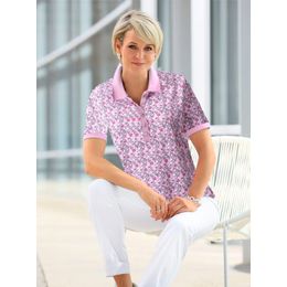 Poloshirt Classic Basics "Poloshirt", Damen, Gr. 42, bunt (ros&eacute;, fuchsia, bedruckt), 100% Baumwolle, gebl&uuml;mt, gemustert, mehrfarbig, Shirts Poloshirt