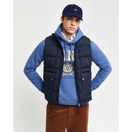 Steppweste Gant "MID DOWN VEST", Herren, Gr. S, blau (marine), Web, Obermaterial: 100% Polyester, regular fit, Westen Steppweste, mit modischer Steppung