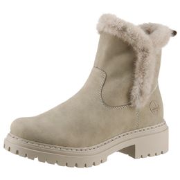 Winterstiefelette Rieker, Damen, Gr. 38, beige (hellbeige), Nubuklederimitat, Schuhe Winterstiefelette, Winterboots, Profilsohle, Blockabsatz, mit Innen-Rei&szlig;verschluss