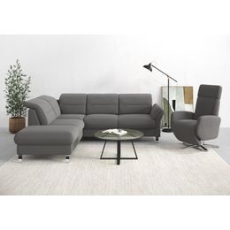 Sit & More Ecksofa SIT & MORE "Grenoble L-Form mit Federkern", grau, B:247cm H:85cm T:222cm, Sofas, Ecksofa, wahlweise mit Bettfunktion, Bettkasten, Arm- und Kopfteilverstellung