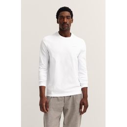 Longsweatshirt Bugatti "Rundhals", Herren, Gr. 3XL, wei&szlig; (10, wei&szlig;), Jersey, 100% Baumwolle, unifarben, normal, Rundhals, Sweatshirts Longsweatshirt, im Modern Fit aus Baumwolle