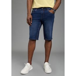 Jeansshorts DELMAO, Herren, Gr. 31, N-Gr, dunkelblau used, Denim/Jeans, Obermaterial: 99% Baumwolle, 1% Elasthan, kontrastfarbene Details, regular fit kniefrei, Jeans Jeansshorts, gerade geschnittene Beine, Regular-Fit, kniefreie L&auml;nge