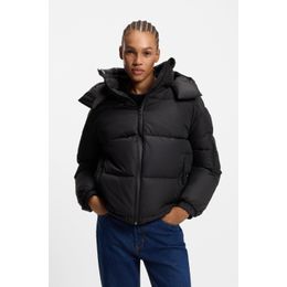 Steppjacke HUGO BLUE "Farida", Damen, Gr. XXL, schwarz 001, Web, Obermaterial: 100% Polyamid, unifarben, relaxed fit h&uuml;ftlang, hoch geschlossener Ausschnitt, elastischer Bund, Jacken Steppjacke, im Relaxed Fit mit verk&uuml;rzter L&auml;nge