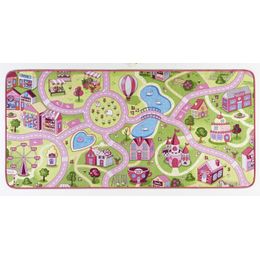 Kinderteppich Hanse Home "Sweettown" Gr. 3, rosa, B:140cm H:7mm L:200cm, Kunstfaser, Teppiche, Kinderteppich, Kurzflor, Stra&szlig;en-Spielteppich, Spielunterlage, Kinderzimmer