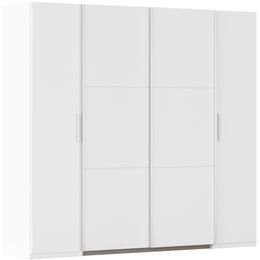 Schwebet&uuml;renschrank Rauch "Kleiderschrank Dreht&uuml;renschrank Schrank Garderobe KRONACH TOPSELLER", wei&szlig; (alpinwei&szlig;, griffleisten alu), B:225cm H:210cm T:59cm, Holzwerkstoff, Schr&auml;nke, Schwebet&uuml;renschrank, mit Dreh- und Schwebet&uuml;ren und vielen Einlegeb&ouml;den MADE IN GERMANY